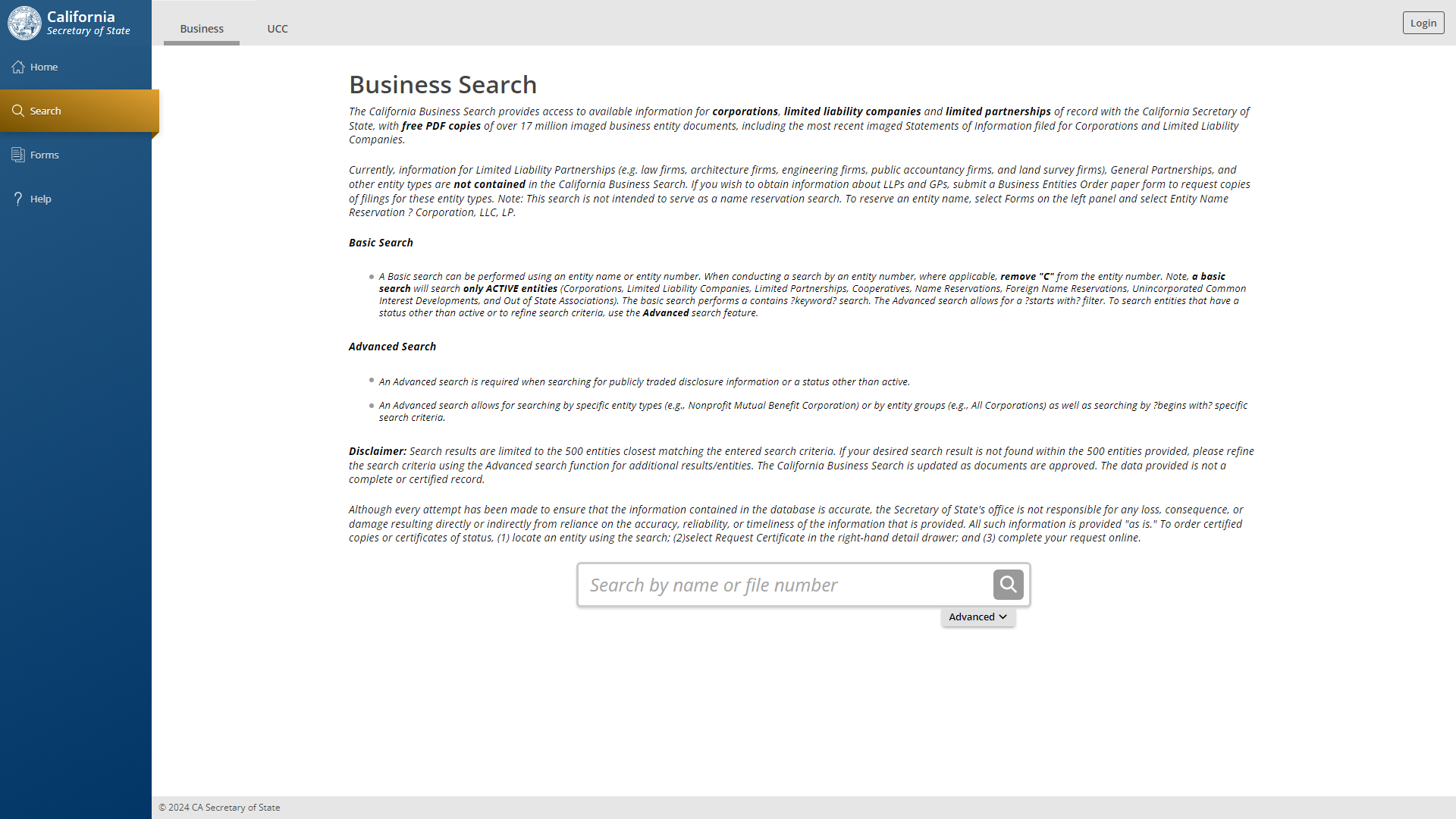 California Secretary of State | Business Entity Search Guide ...
