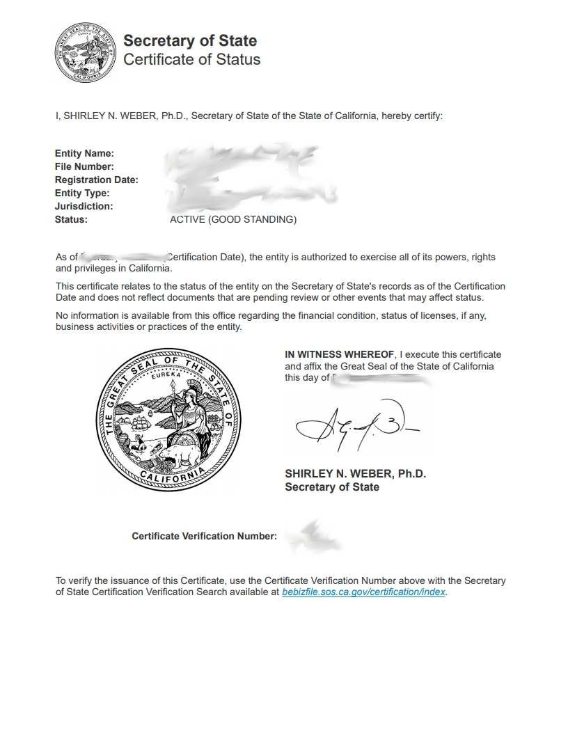 Certificate of Good Standing California (Certificate of Status) Guide ...