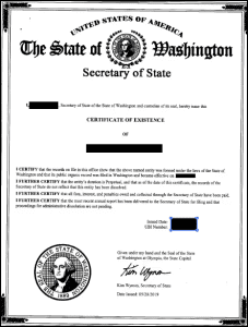 Washington Certificate of Good Standing Guide | Secretary of State ...