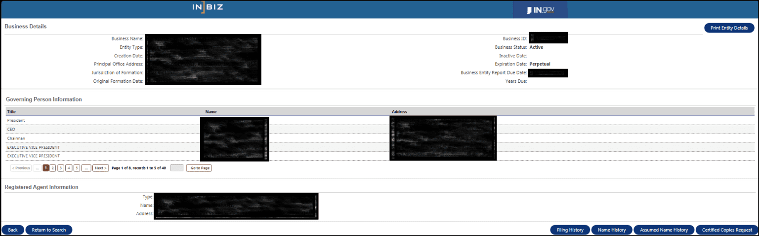 Indiana Secretary of State (INBiz) | Business Entity Search Guide ...
