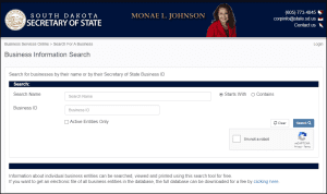 South Dakota Secretary of State | Business Entity Search Guide ...
