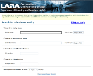 Michigan Secretary of State (LARA) | Business Entity Search Guide ...