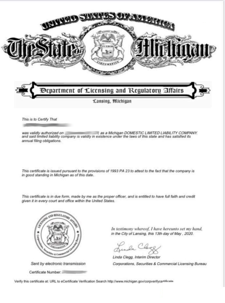 Michigan Certificate Of Good Standing Guide | Secretary of State Directory