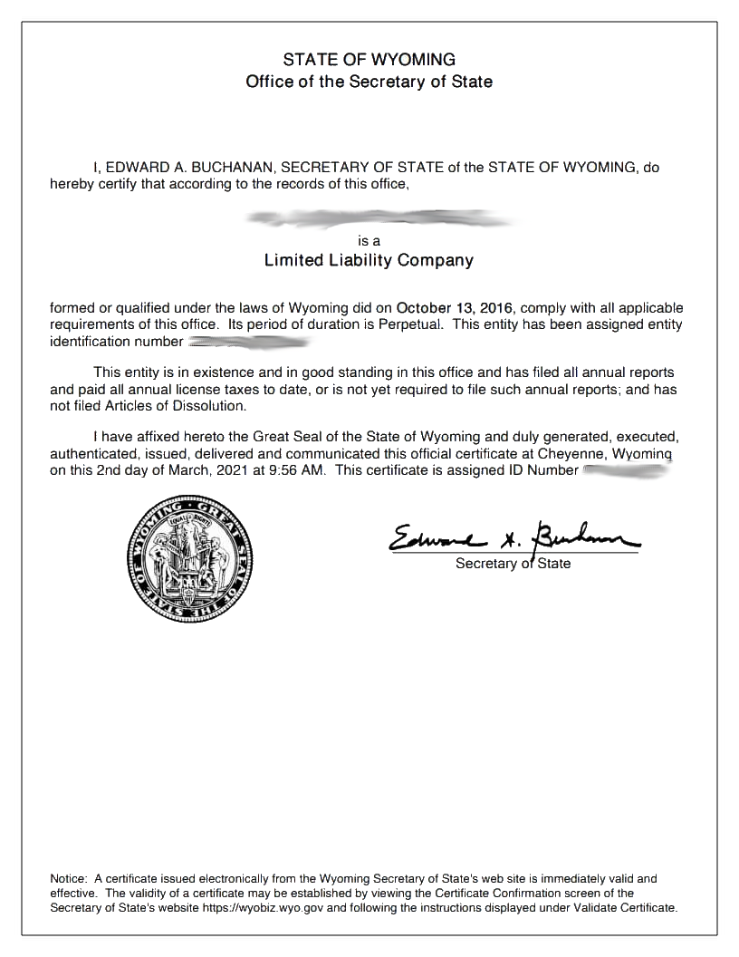 Wyoming Certificate of Good Standing Guide | Secretary of State Directory